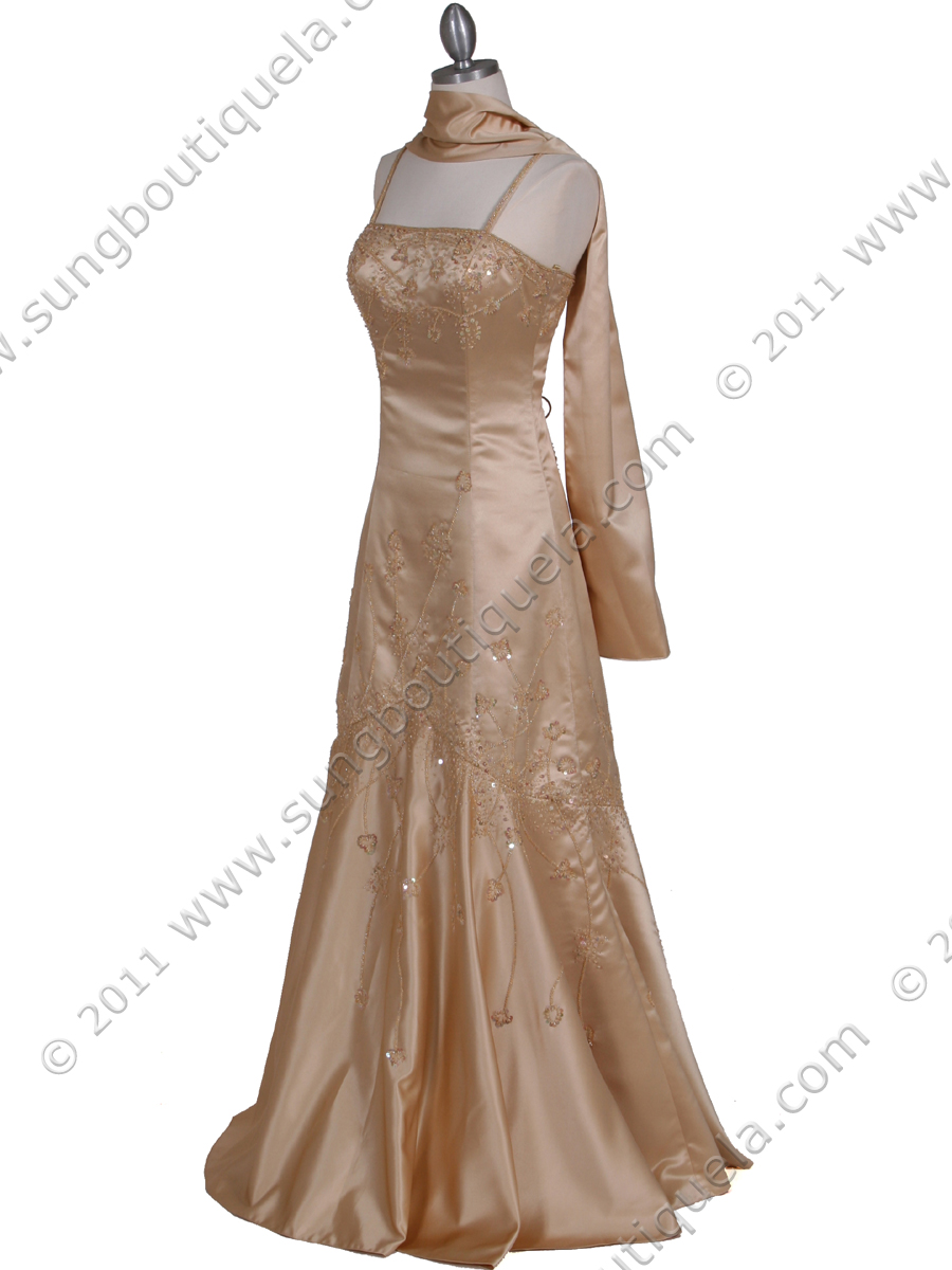 Gold Satin Evening Gown | Sung Boutique L.A.