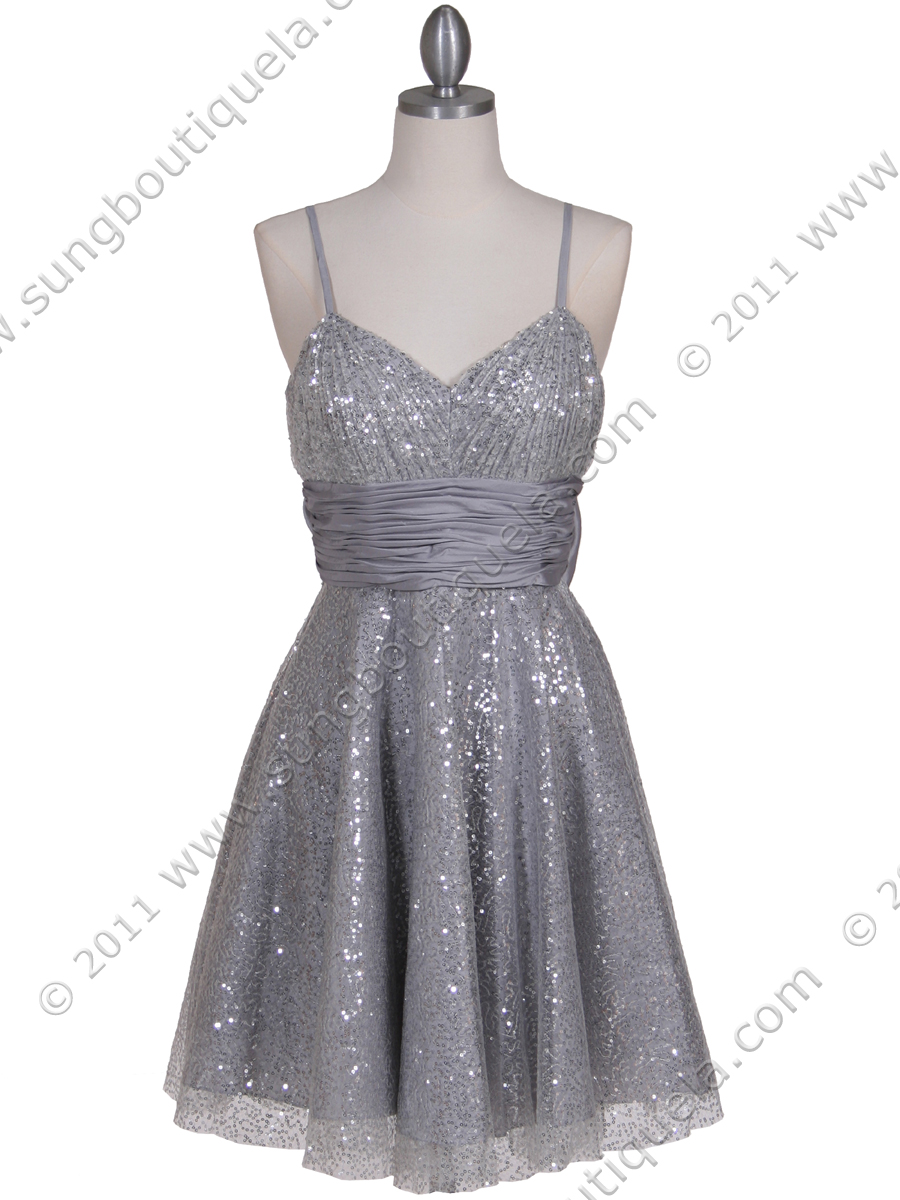 Silver Sequin Cocktail Dress | Sung Boutique L.A.