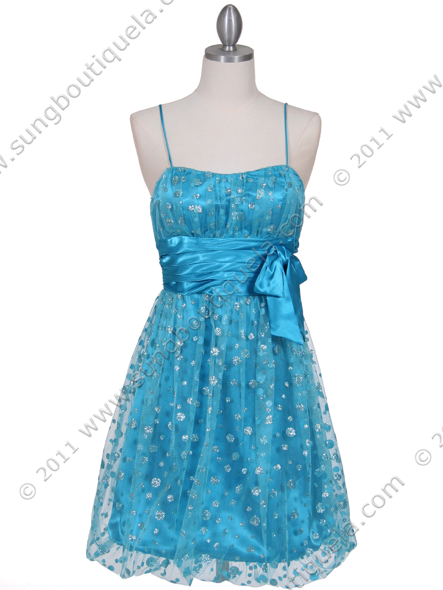 Turquoise Giltter Cocktail Dress | Sung Boutique L.A.