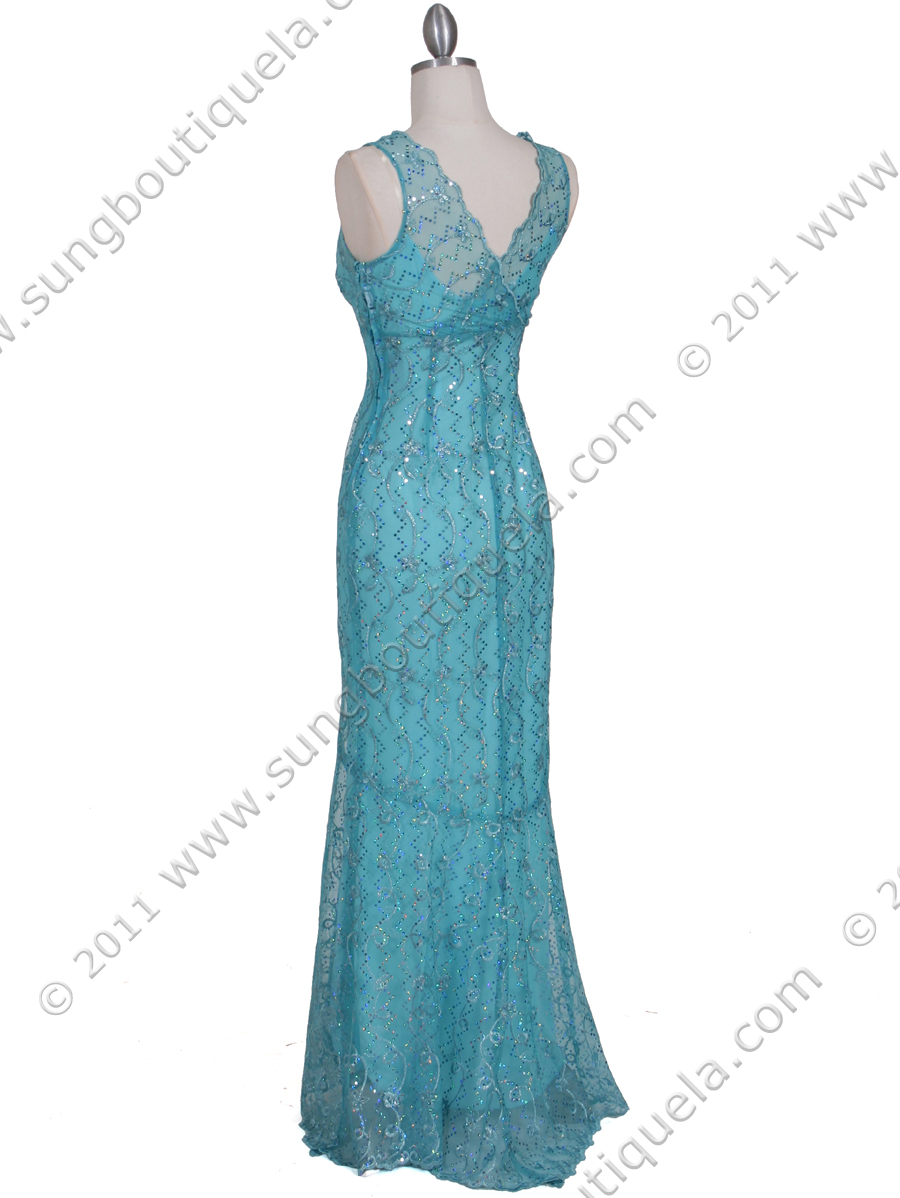 Turquoise Lace Evening Dress | Sung Boutique L.A.