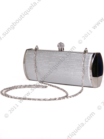 Silver Evening Clutch with Rhinestone Clip | Sung Boutique L.A.