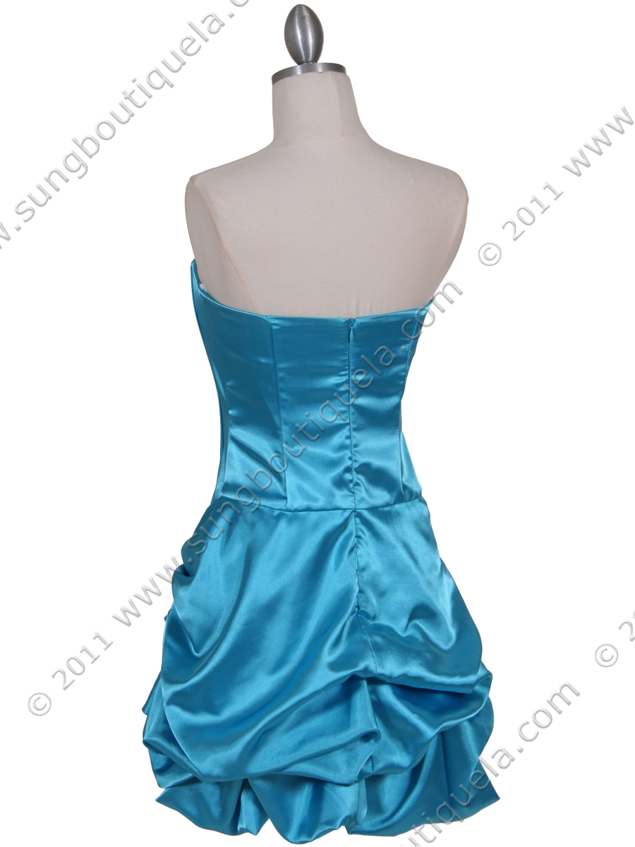 Turquoise Bubble Cocktail Dress with Rhinestone Pin | Sung Boutique L.A.