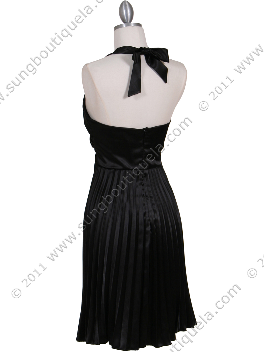 Black Halter Pleated Cocktail Dress | Sung Boutique L.A.