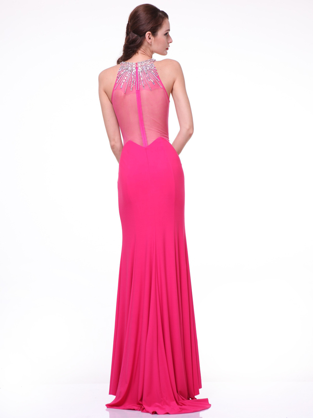 Encrusted Halter Neck Formal Dress with Back Panel | Sung Boutique L.A.
